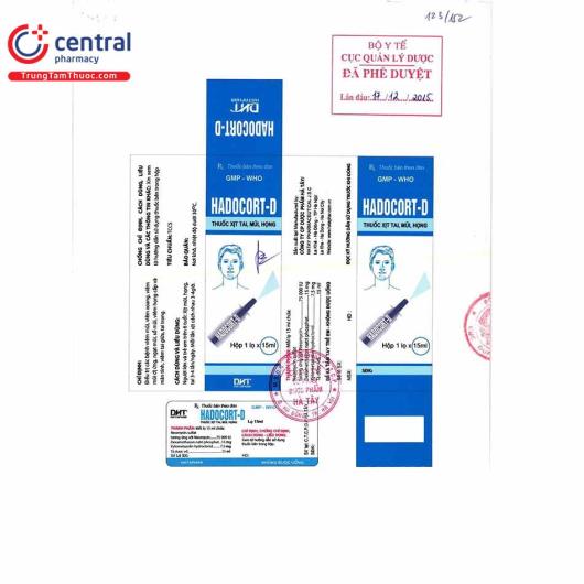 Thuốc Hadocort - D - điều trị viêm mũi, viêm xoang