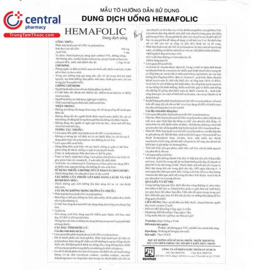 Thuốc Hemafolic bổ sung lượng sắt cần thiết cho cơ thể