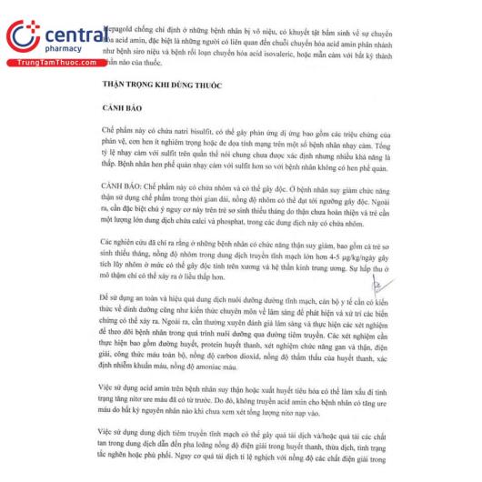 Thuốc Hepagold 250ml - Dung dịch tiêm truyền cung cấp chất đạm