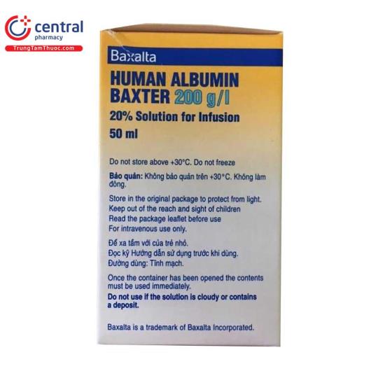 [CHÍNH HÃNG] Thuốc Human Albumin Baxter 200 g/l 20% 50ml