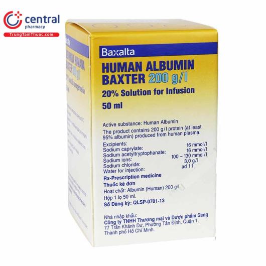 [CHÍNH HÃNG] Thuốc Human Albumin Baxter 200 g/l 20% 50ml