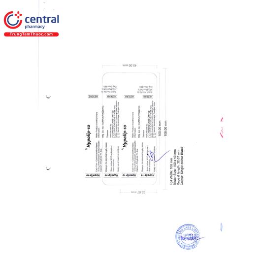 [CHÍNH HÃNG] Thuốc Hypolip 10mg điều trị tăng cholesterol máu