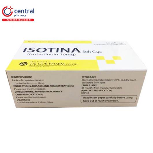 Thuốc Isotina Soft Cap. điều trị mụn trứng cá nặng