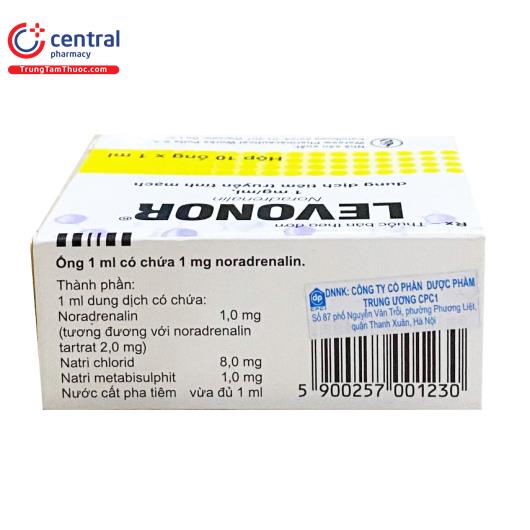 Thuốc Levonor 1mg/ml - Thuốc điều trị rối loạn tuần hoàn, sốc phản vệ