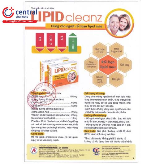 Thuốc LIPIDcleanz giảm cholesterol máu, giảm béo phì, ngừa đột quỵ