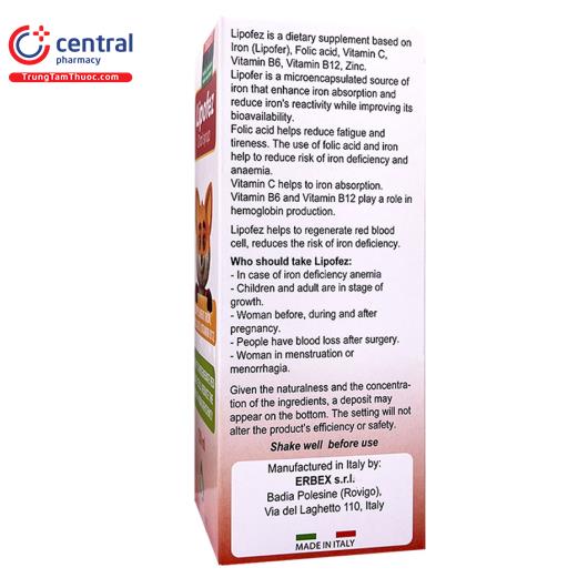 [CHÍNH HÃNG] Siro Lipofez Oral Syrup ngăn nguy cơ thiếu máu thiếu sắt