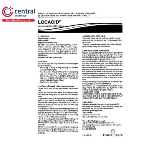 Thuốc Locacid điều trị mụn trứng cá - cách sử dụng hiệu quả