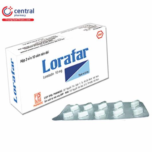 Thuốc Lorafar (Loratadine 10mg) - Thuốc có tác dụng chống dị ứng
