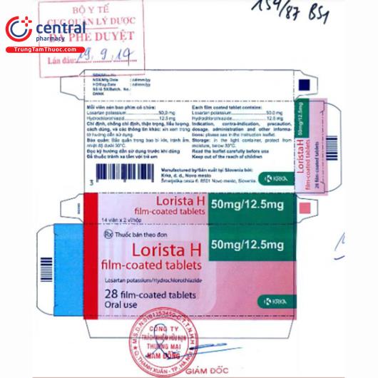 Thuốc Lorista H 50mg/12.5 mg: Tác dụng, liều dùng & giá bán