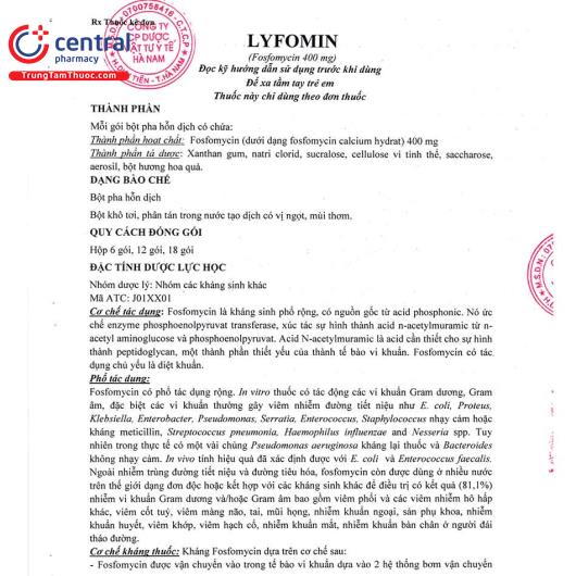 Thuốc Lyfomin 400mg điều trị nhiễm trùng đường tiết niệu, da