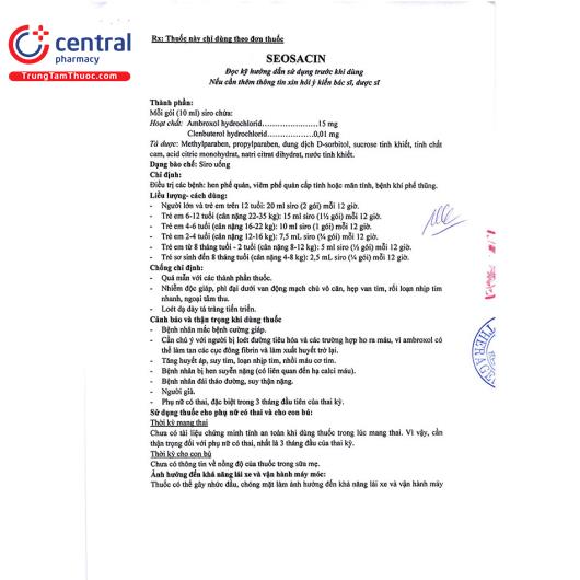 [CHÍNH HÃNG] Thuốc Seosacin trị viêm phế quản cấp tính, hen phế quản