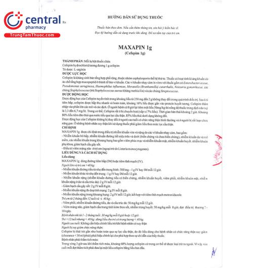 [CHÍNH HÃNG] Thuốc Maxapin 1g điều trị nhiễm khuẩn an toàn