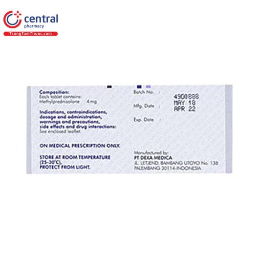 Thuốc Medexa 4mg (Methylprednisolone 4mg): tác dụng, chỉ định, lưu ý