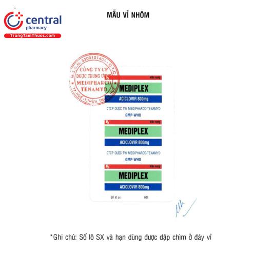 [CHÍNH HÃNG] Thuốc Mediplex 800mg - điều trị mụn rộp sinh dục