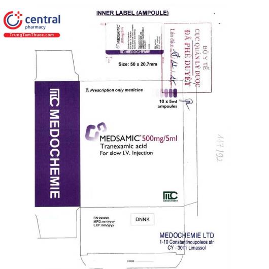 Thuốc Medsamic 500mg/5ml: Công dụng, cách dùng, lưu ý khi sử dụng