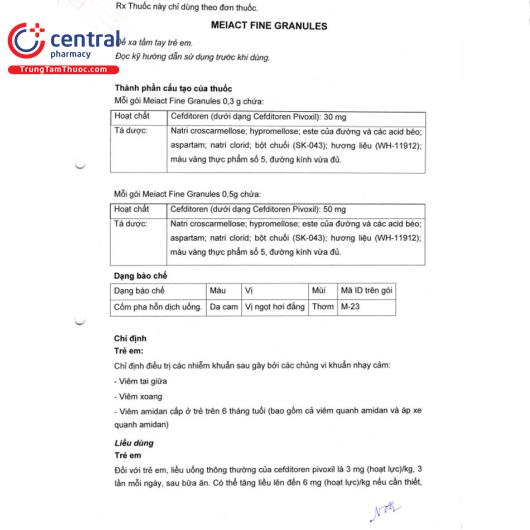 [CHÍNH HÃNG] Thuốc Meiact fine Granules 50mg điều trị nhiễm khuẩn
