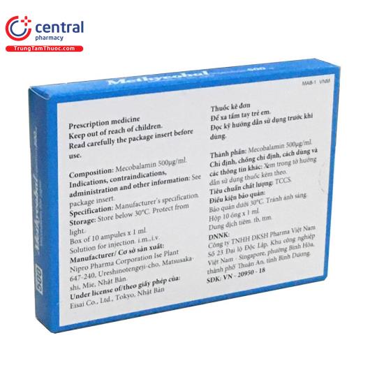 [CHÍNH HÃNG] Thuốc Methycobal Injection 500 µg bổ sung vitamin B12