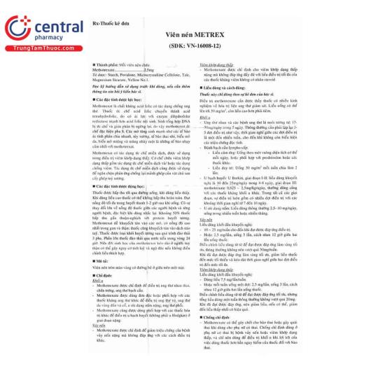 [CHÍNH HÃNG] Thuốc Metrex 2,5mg - Thuốc điều trị ung thư
