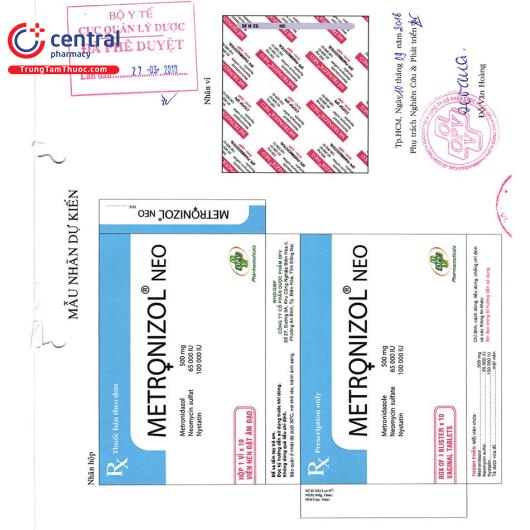 Thuốc đặt Metronizol Neo OPV điều trị viêm nhiễm âm đạo