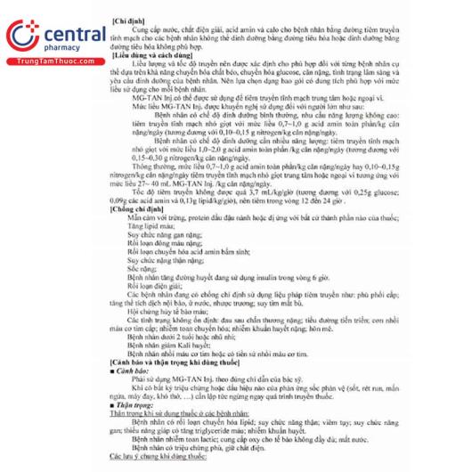 [CHÍNH HÃNG] Thuốc MG-TAN Inj. 360ml - Túi đạm truyền dinh dưỡng