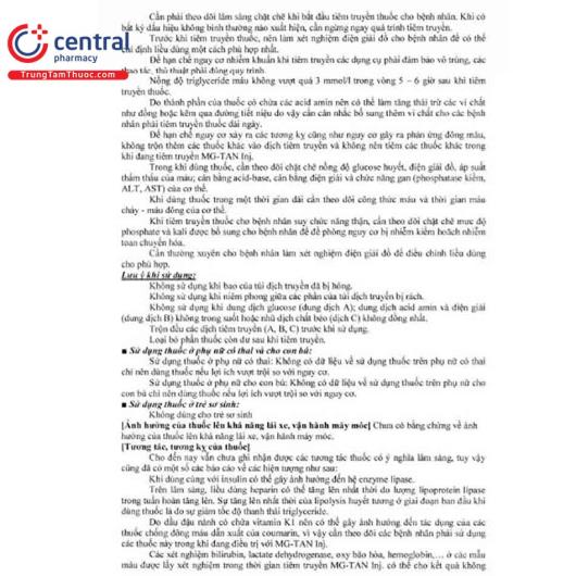 [CHÍNH HÃNG] Thuốc MG-TAN Inj. 360ml - Túi đạm truyền dinh dưỡng