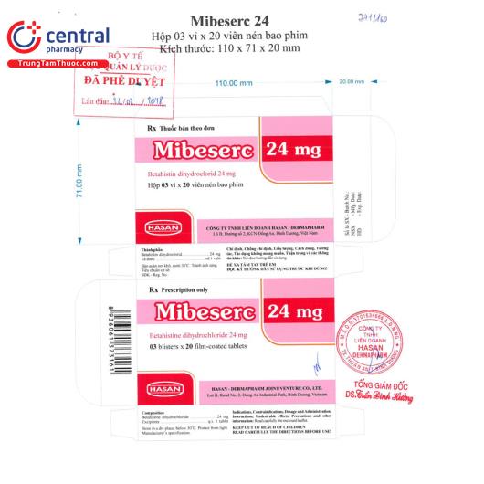 [CHÍNH HÃNG] Thuốc Mibeserc 24mg - điều trị chóng mặt, ù tai