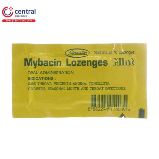 [CHÍNH HÃNG] Thuốc Mybacin Lozenges Mint giảm đau họng, viêm lợi