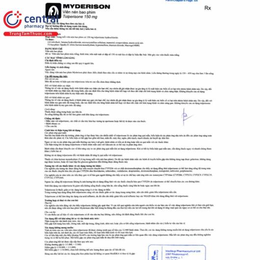 Thuốc Myderison 150mg điều trị co cứng cơ hiệu quả