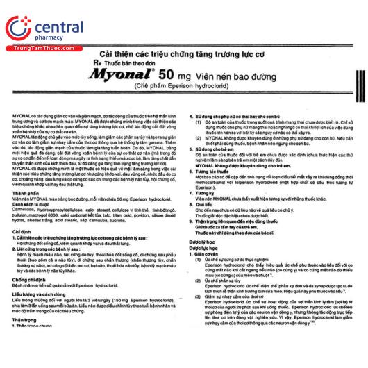 Thuốc Myonal 50mg - Thuốc giảm đau các trường hợp tăng trương lực cơ