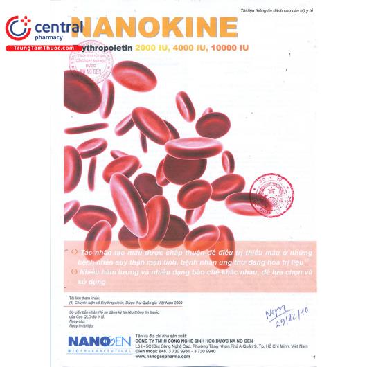 [CHÍNH HÃNG] Thuốc Nanokine 2000IU/1ml - Dùng cho bệnh nhân thiếu máu