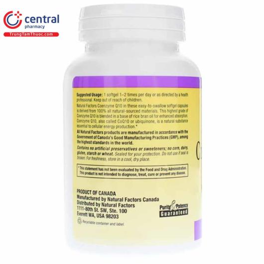 Thuốc Natural Factors Coenzyme Q10: đối tượng dùng, giá bán