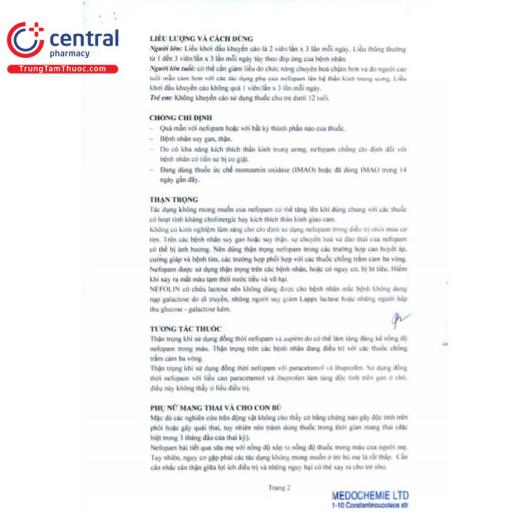 Thuốc Nefolin 30mg: Công dụng, cách dùng và lưu ý khi sử dụng