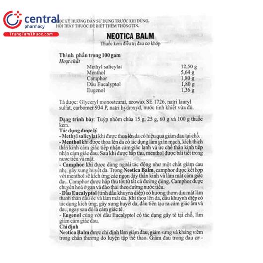 [CHÍNH HÃNG] Thuốc Neotica Balm 15g giảm đau cơ, cứng cơ