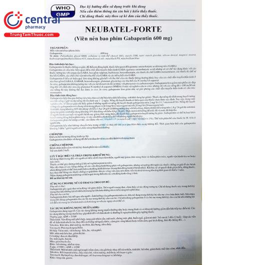 [CHÍNH HÃNG] Thuốc Neubatel-forte 600mg điều trị động kinh