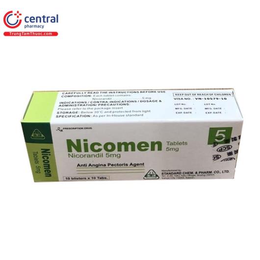 [CHÍNH HÃNG] Thuốc Nicomen 5mg điều trị đau thắt ngực không ổn định