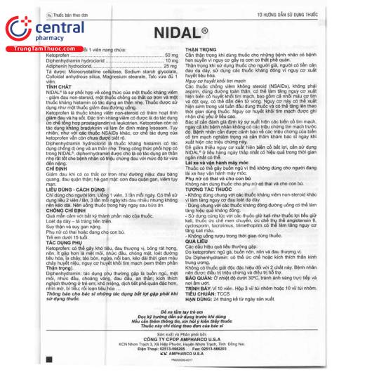[CHÍNH HÃNG] Thuốc Nidal (viên) - giảm đau, chống viêm