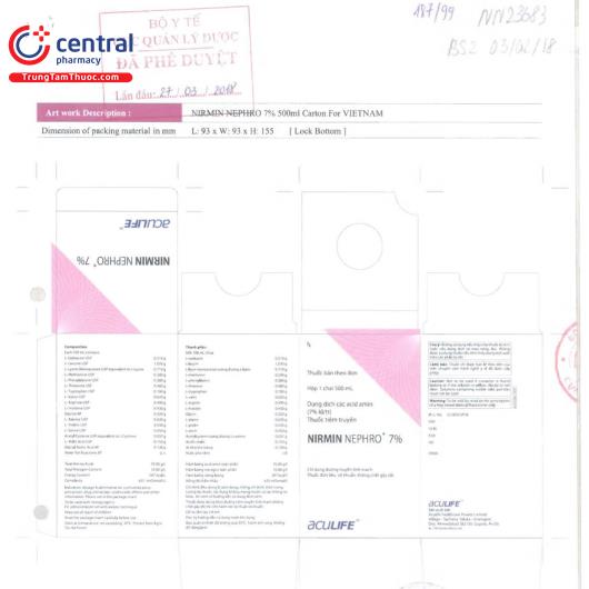 [CHÍNH HÃNG] Thuốc Nirmin Nephro 7% - Dịch truyền cho người suy thận