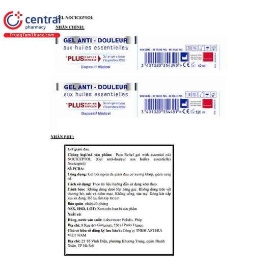 [CHÍNH HÃNG] Thuốc giảm đau Nociceptol Gel Anti-Douleur Polidis 120ml