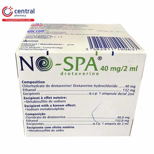 Thuốc No-spa 40mg/2ml trị đau dạ dày, sỏi thận, sỏi mật