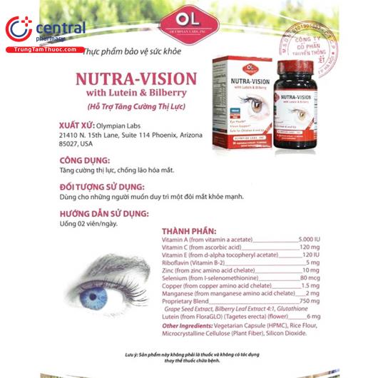 [CHÍNH HÃNG] Viên uống Nutra Vision cho đôi mắt sáng và khỏe mạnh