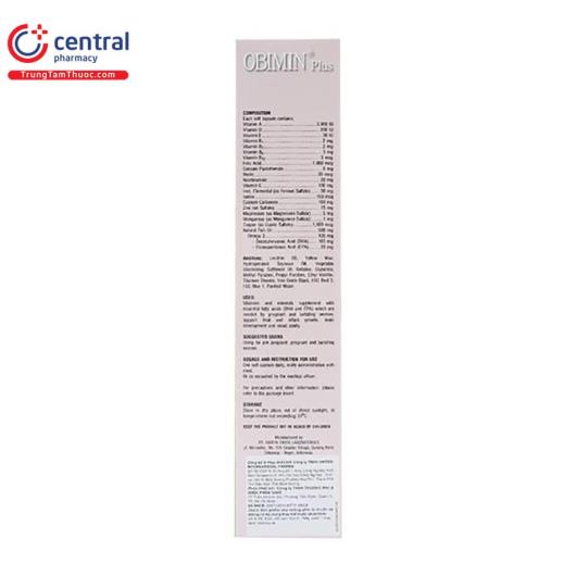 Thuốc Obimin Plus - Bổ sung vi chất dinh dưỡng cần thiết cho cơ thể