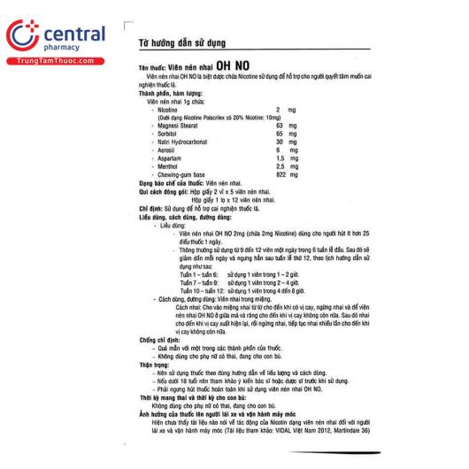 [CHÍNH HÃNG] Thuốc OHNO - viên nén nhai hỗ trợ cai nghiện thuốc lá