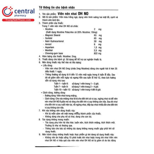 [CHÍNH HÃNG] Thuốc OHNO - viên nén nhai hỗ trợ cai nghiện thuốc lá