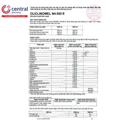 [CHÍNH HÃNG] Thuốc OliClinomel N4-550 E 100ml - bổ sung dinh dưỡng