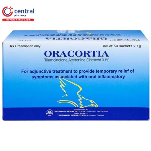 Thuốc Oracortia (gói) trị viêm khoang miệng, tổn thương dạng loét