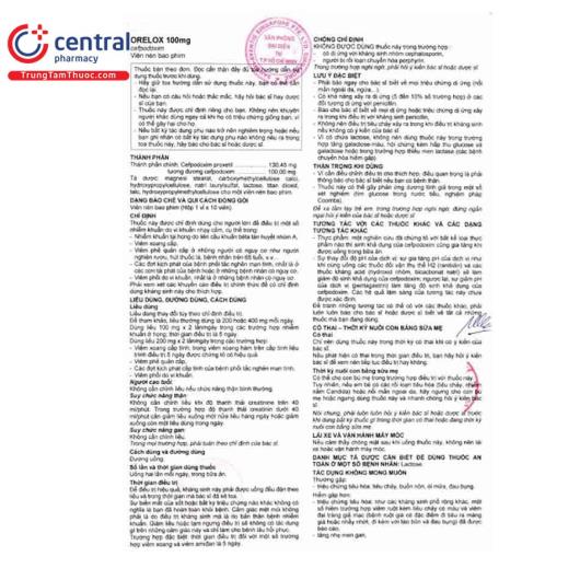 Thuốc Orelox 100mg: công dụng, cách dùng, chống chỉ định