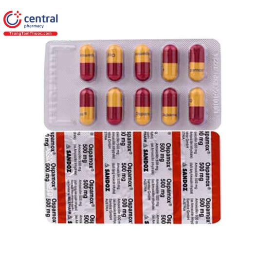 Thuốc Ospamox 500mg Sandoz: chỉ định, liều dùng, lưu ý sử dụng