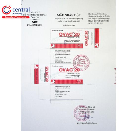 [CHÍNH HÃNG] Thuốc Ovac 20mg điều trị viêm loét dạ dày