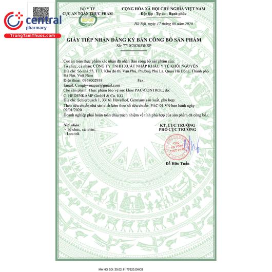 [CHÍNH HÃNG] Pac-Control là thuốc gì? Có giảm viêm đường tiết niệu?