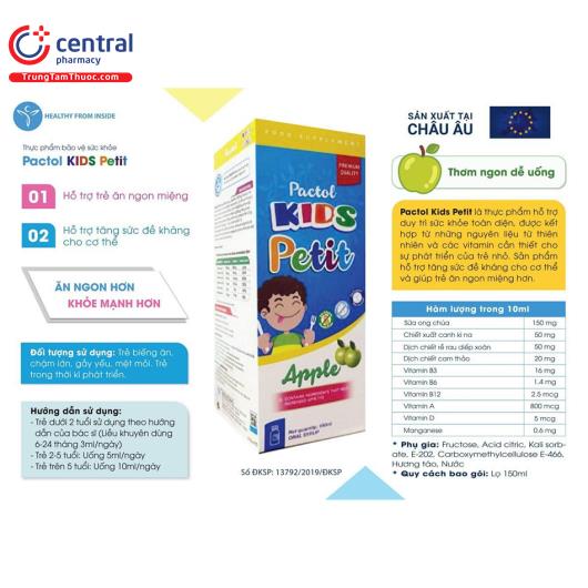 [CHÍNH HÃNG] Pactol Kids Petit giảm biếng ăn, chậm lớn ở trẻ